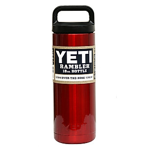 YETI Custom Powder Coated Rambler Stainless Steel Insulated Water Bottle, Red Metallic - 18 oz.
