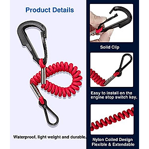 8M0092849 Boat Kill Switch Lanyard - [2 PCS] Boat Engine Emergency Stop Switch, Safety Lanyard Cord Tether for Mercury Mercruiser Outboard Motor Replacement 15920T54, 15920A54, 15920Q54, Red, 36 Inch