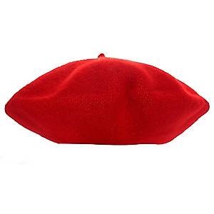 Anteer 6 Pieces Wool Beret Hat French Style Beanie Hats Fashion Ladies Beret Caps for Women Girls Lady (Red-6 Pack)