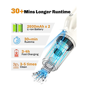 Handheld Vacuum Cordless,9000pa High Power Lightweight Hand Vacuum Dust Busters Rechargeable Portable Mini Car Vacuum Cleaner with LED Light for Pet Hair, Dustbuster Vacuuming Cordless Wet Dry Vacuums