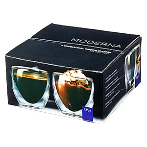 Ozeri Moderna Artisan Series Double Wall Beverage and Espresso Shot Glasses, 2-Ounce, Set of 4