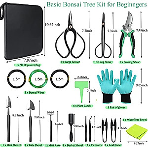FANSTATE Bonsai Tree Kit, 24 PCs Bonsai Tools Set High Carbon Steel Succulent Trimming Tools Set Include Pruning Shears, Cutters, Training Wires, Bonsai Grooming Care Kit for Starter Gardening Gifts