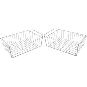 Modern Home Cabinet Wire Hanging Basket Shelves - Space Saving Under Shelf Storage Organizer (Set of 2 15")