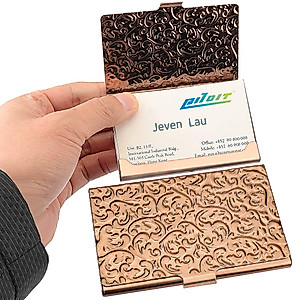 YOBANSA Stainless Steel Sculpture Rose Gold Business Card Holder Credit Card Holder Name Card Case Business Card Case for Men and Women (Rose gold 02)