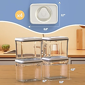 HCM Airtight Food Storage Containers, BPA Free Plastic Cereal Containers with Easy Lock Lids for Kitchen Pantry Organization and Storage (4PCS, 0.75L*4)