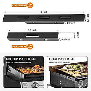 Grisun Wind Guards for Blackstone 22 inch Griddle, Powder Coated Steel Magnetic Wind Shields for Holding Heat, Grill Accessories for Blackstone, Compatiable with Side Shelf, Rear Grease Cup and Hood