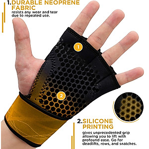 RDX Weight Lifting Gloves Grips Fitness Gym Workout, Long Wrist Support, Ventilated Open Back Anti-Slip Gripper, Strength Training Deadlift HIIT Exercise, Women Men Cycling Climbing Gymnastics Rowing