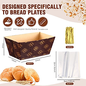 Sabary 100 Pcs Mini Disposable Paper Loaf Pan with Clear Plastic Bread Bags, 3.1 x 1.5 x 1.7 Inch