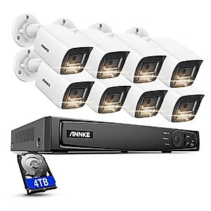 ANNKE 16CH 4K PoE Security Camera System with AI Motion Detection, 12MP H.265+ NVR and 8X 4K/8MP Wired IP Cams, Built-in Mic, Spotlight Color Night Vision, IP67, Compatible with Alexa, 4TB HDD