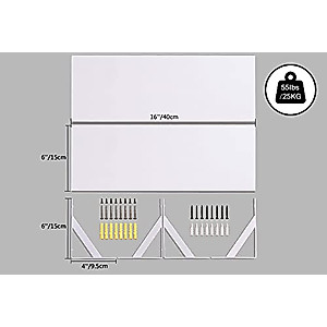 Forestgift Floating Shelves White with Bracket Wall-Mounted Floating Shelves, Display Plant, Book, Spices, Towels for Bathroom, Living Room, Bedroom, Kitchen, 16 Inch, Set of 2