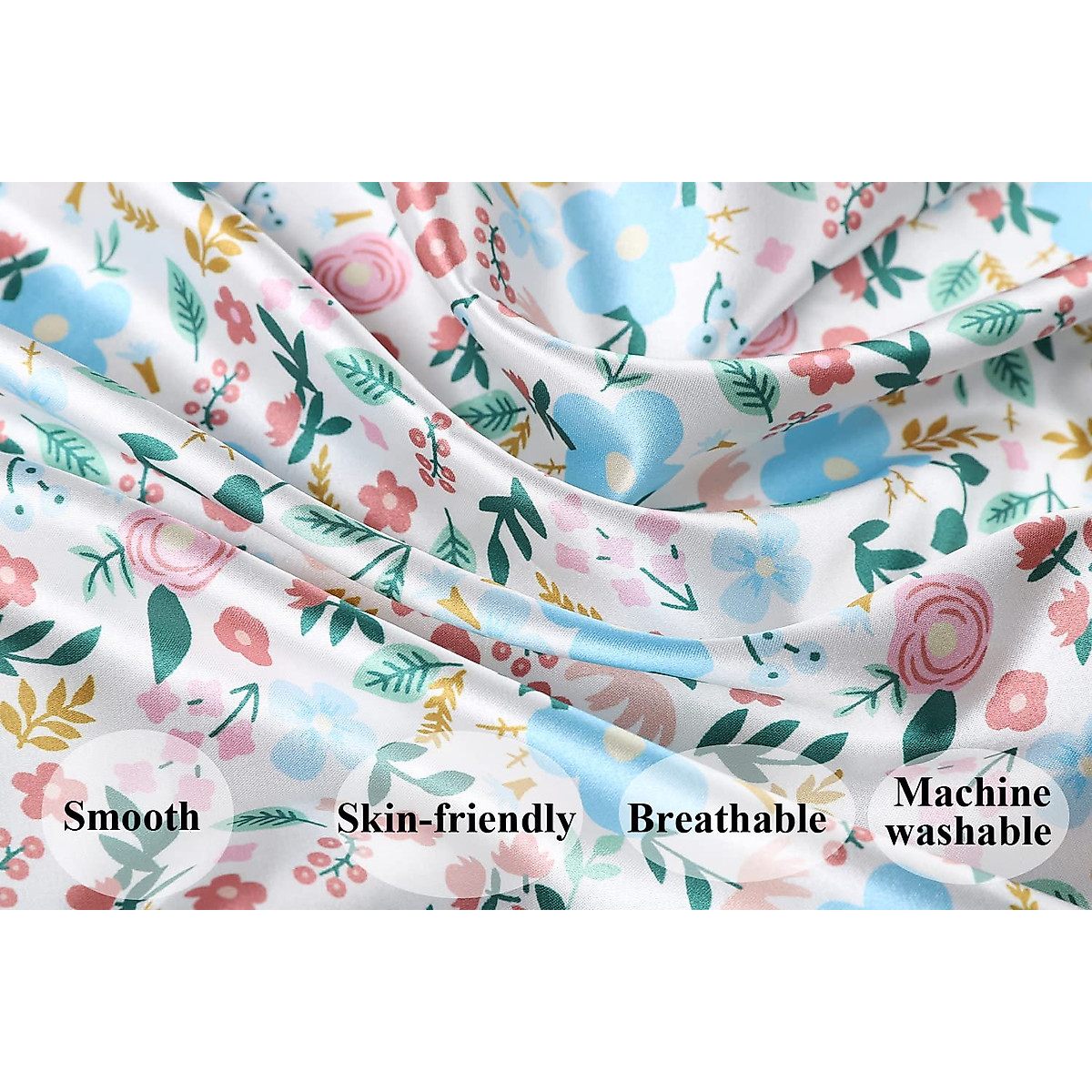 Satin Nursing Pillow Cover Set 2 Pack Ultra Soft Silk Compatible with Boppy Pillow for Breastfeeding Pillow Protect for Baby Hair and Skin Floral & Floral