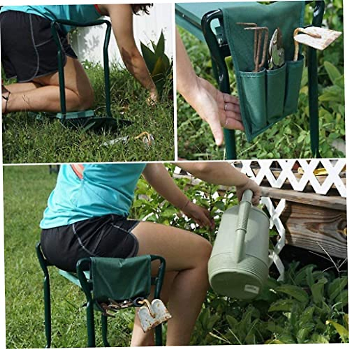 KUYYFDS Garden Kneeling Stool, Foldable Sitting Stool Gardening Kneeling Chair Side Toolkit Side Kit Large Tool Pocket Kneelers