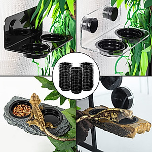 WACOOL Magnetic Reptile Ledge, Acrylic Gecko Feeding Ledge with 6PCS Cups, Reptile Food Water Feeder Dish for Geckos Iguana Chameleon Pets (Cups)
