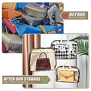 15 Pcs Clear Dust Bags for Handbags Purse Storage Organizer 3 Sizes Clear Handbag Organizer Purse Dust Cover Closet Hanging Bag with Zipper and Handle for Closet Handbags Purses