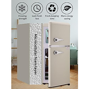 HOPDAY FLS-80G-cream Retro Compact Refrigerator, Cream