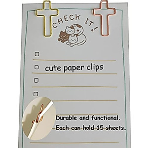 HiQin 50 PCS Rose Gold Paper Clips Cross Shape, Bible Accessories, Christian Bookmark Gifts for Women Men Coworkers Teachers