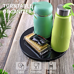 Kyuionty Black Turntable Organizer 8 Inch, Acrylic Rotating Swivel Steel Ball Bearings Stand for Pantry Cabinet Spice Rack Cake Table Makeup