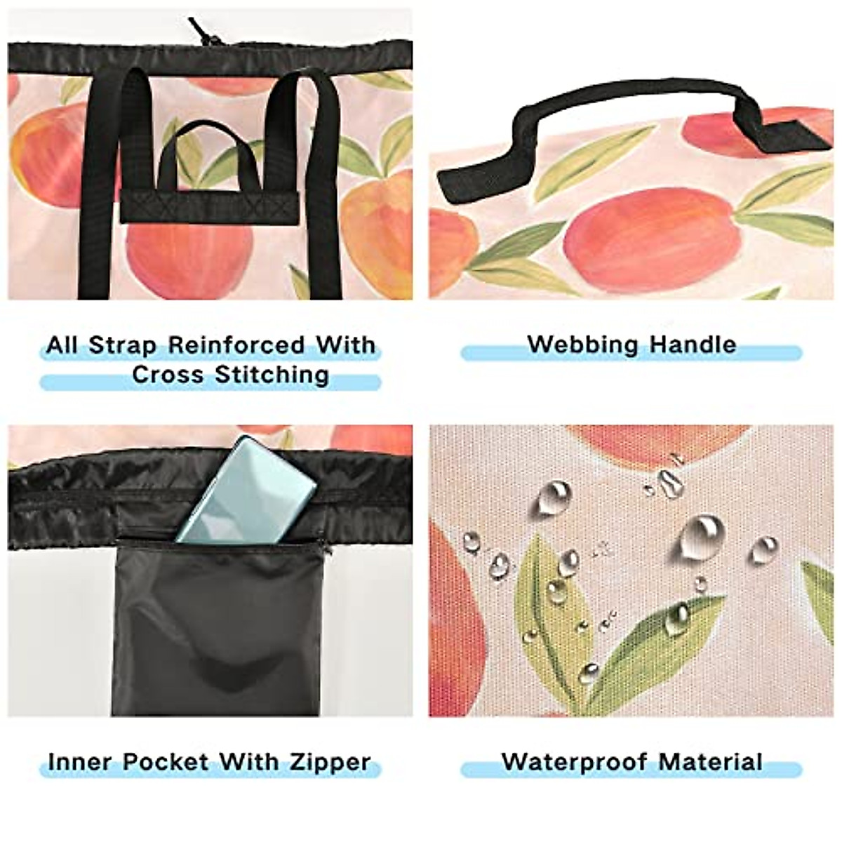 Pink Peach Laundry Backpack Large Heavy Duty Laundry Bag for College Students Laundry bag with Shoulder Straps Washable for Camp Traveling Waterproof