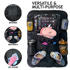 Backseat Car Organizer 1 Pack by Elitebest – 1Car Seat Organizer and Kick Mats for Road Trips – Car Backseat Organizer for Kids with USB Headphone Slits and Storage Pockets for Organization