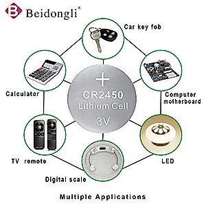 Beidongli CR2450 Battery 3V Lithium (6PACK)【5-Year Warranty】