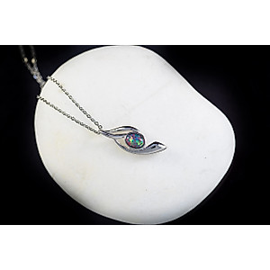 Australian Triplet Opal Necklace - Genuine Australian Triplets Opal Necklace Pendant in Sterling Silver White Gold Plated Women's Jewelry (Multi Color)