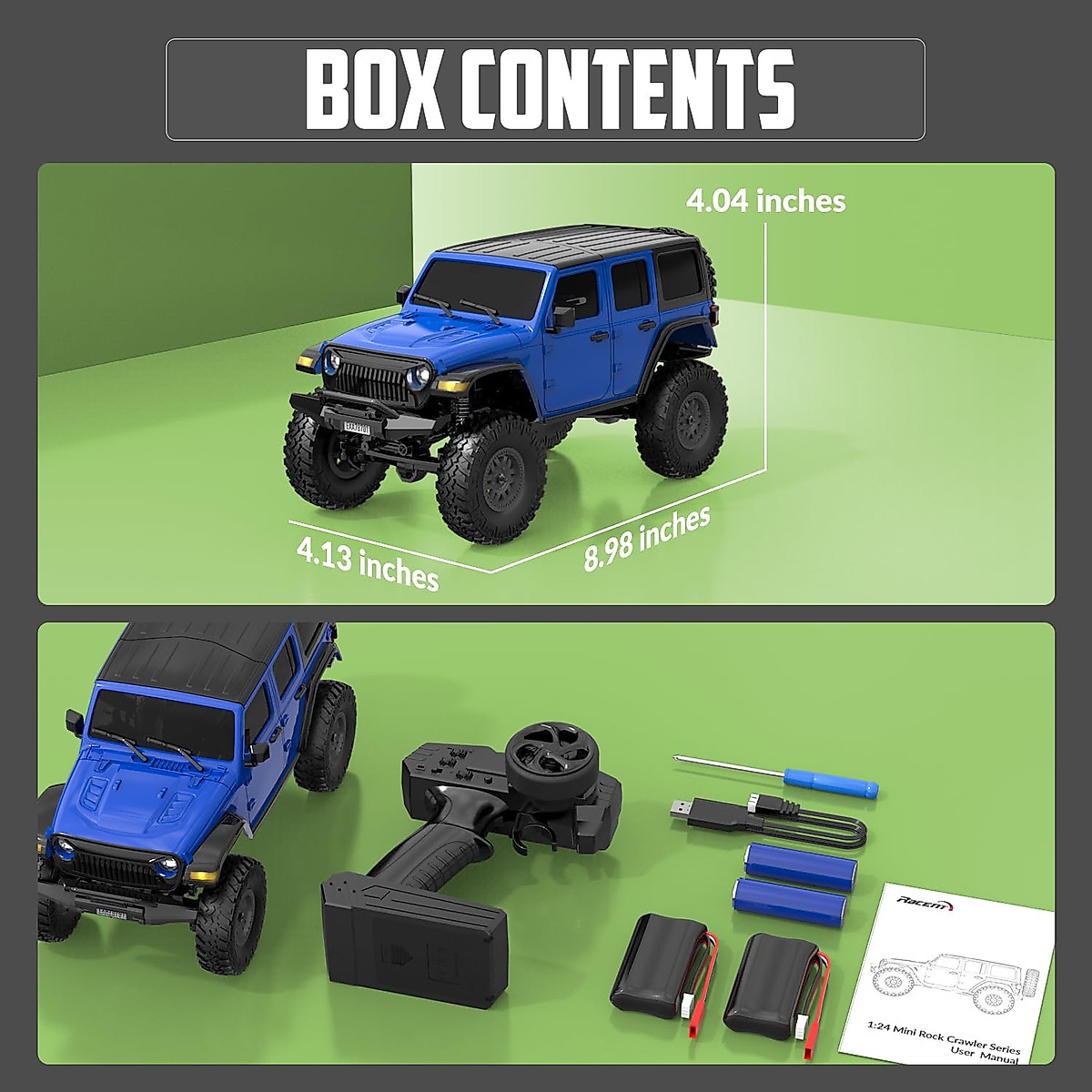 RACENT Remote Control Car High Speed RC Truck - 4WD Off Road All Terrain RC Monster Truck for Boys Waterproof Hobby Grade Toys for Adults with 2 Batteries (787-1 Blue)