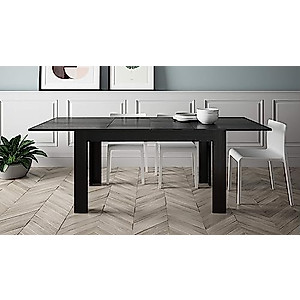 Mobili Fiver, Easy, Extendable dining table, 55,1(86,6) x35,4 in, Walnut, for 6-10 people, Expandable Dining Table for Kitchen, Italian Furniture