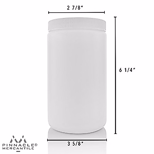 Pinnacle Mercantile Plastic Containers with Screw on Lids 32 oz Quart Hot or Cold Freezable Food Ice Cream Jars White BPA Free Set of 4