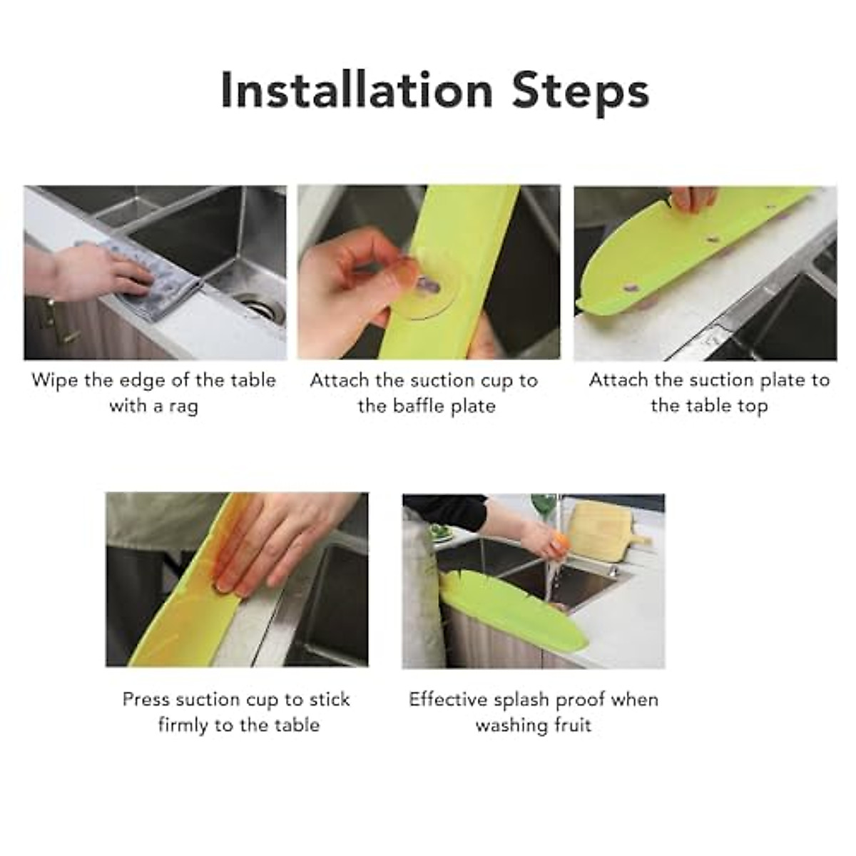 Silicone Sink Splash Guard, Faucet Mat for Kitchen Sink Leaf Shaped Sink Water Splash Guard with Suction Cup Base for Kitchen Bathroom Sink(Green)