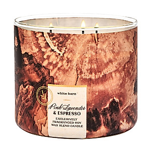 Bath + Body Works Pink Lavender + Espresso Candle - 3 Wick Scented Candle w/White Metal Lid - 14.5 Ounces