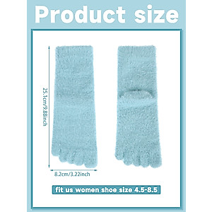 Bencailor 4 Pair Women's Toe Socks Colorful Toe Separator Socks Fuzzy Warm Five Toe Sock for Ladies Winter Running(Black, White, Gray Green, Light Gray)