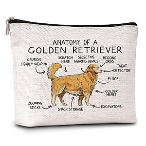 AWSICE Golden Retriever Makeup Bag Anatomy Of A Golden Retriever Cosmetic Bag Lover Gift For Pet Dog Lover Women Sister Friend-A15