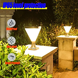 MODEBHD Solar Home Modern Outdoor Post Light Black Acrylic Lampshade Exterior Lamp Post Lights Fixture Simple Metal Material Pole Lantern Light Capted Garden Decoration Column Lamps