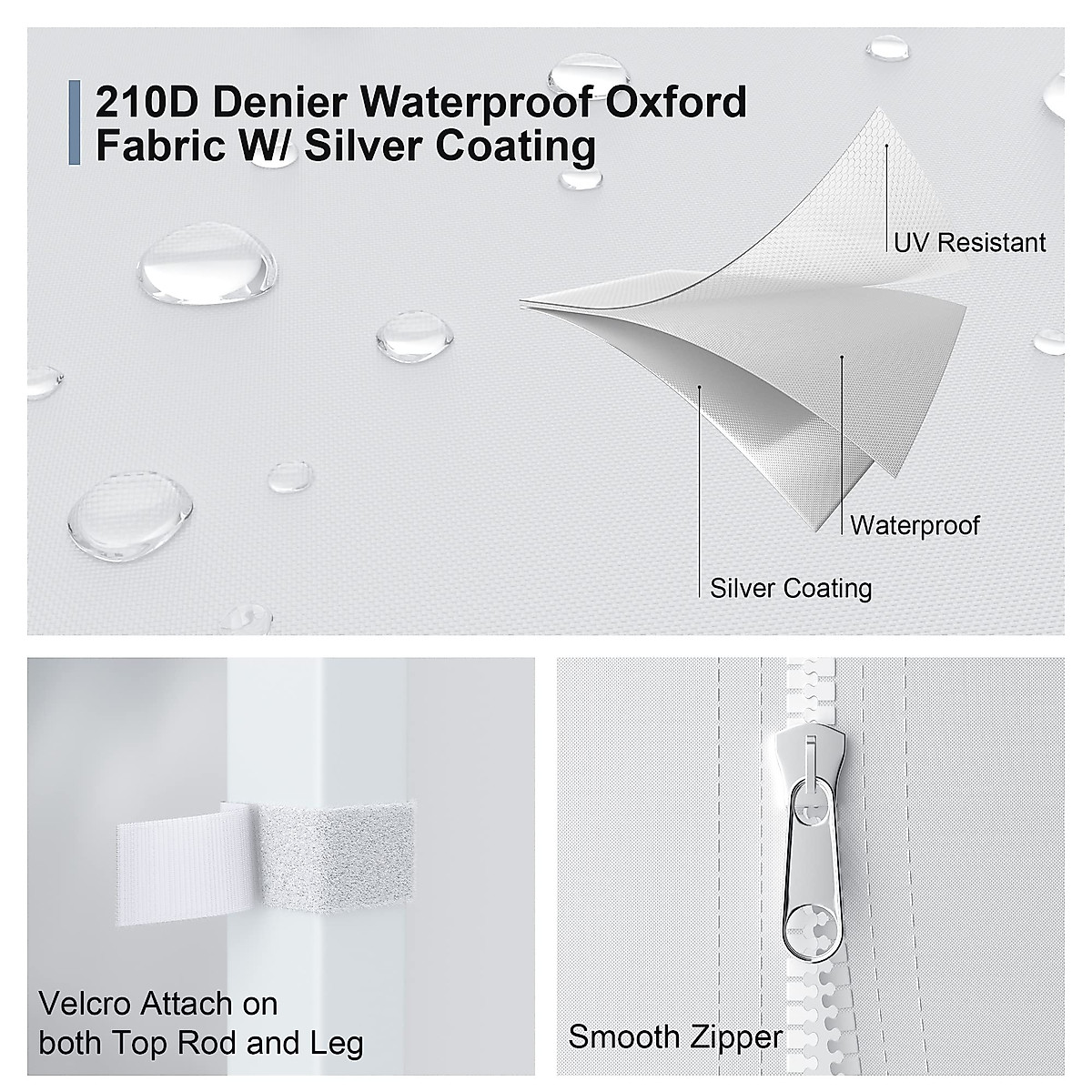 Morngardo Pop Up Canopy Tent Sidewalls with Silver Coating for 10x10 Outdoor Ez Up Vendor Party Tent, Waterproof and UV Protection (Sidewall x3pcs)