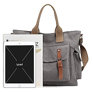 Women's Vintage Canvas Shoulder Tote Purse Satchel Large Crossbody School Bag Top Handle Handbag (Brown)