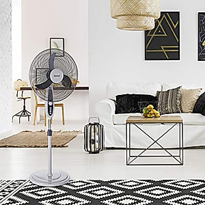 COSTWAY Pedestal Fan, 18-Inch Adjustable Height Standing Fan, 3-Speed Digital Control, Oscillating Fan with Timer for Home, Office