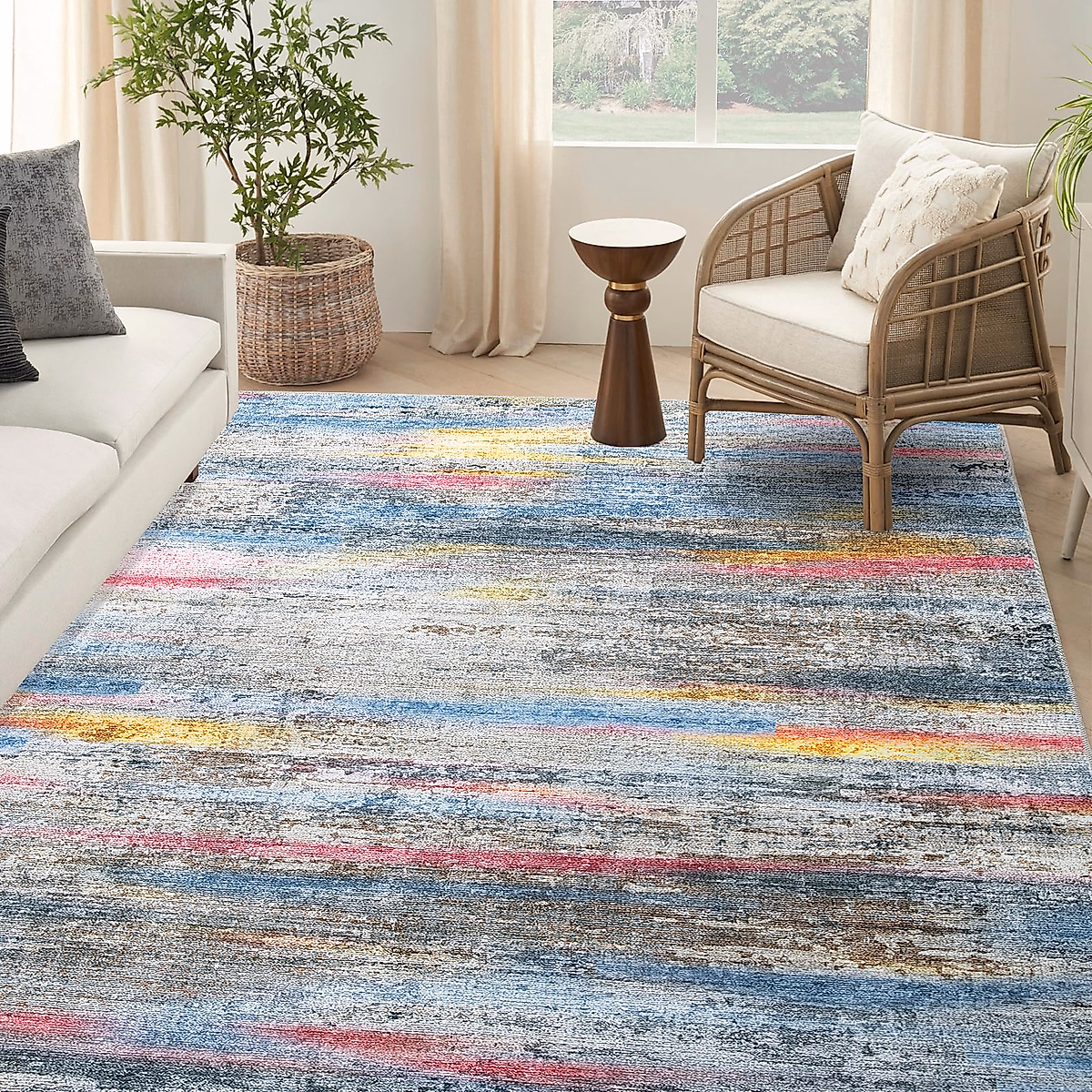 10x14 ft Area Rug for Living Room Extra Large Modern Style Floor Carpet with Non-Slip Backing for Office,Bedroom & Dining Room, Ombre Tonal Home Decor, Non-Shedding Soft Rug Machine Washable