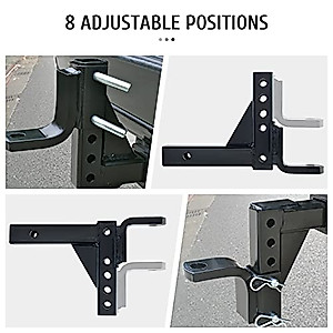 OMT Trailer Hitch Ball Mount with 2.5 Ton Towing Capacity, Class 3 Tow Hitch with 1" Hole and Pins for 2" Receiver Pickups Vans SUVs, Adjustable Drop Hitch for Trailers Campers Boats More