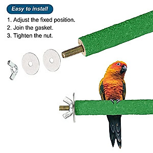 PATIKIL 0.6x7.9 Inch Bird Cage Perch, 2 Pack Parrot Stand Paw Grinding Stick Bird for Parakeet Cockatiel Cage Accessories, Green