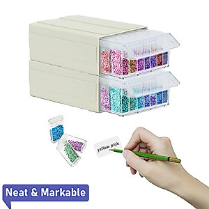 KDO Storage Containers for Diamond Painting, 2 Packs Stackable Craft Storage Organizers 70 Slots Individual Containers for Diamond Art Beads Nail Pill Rhinestones Seed