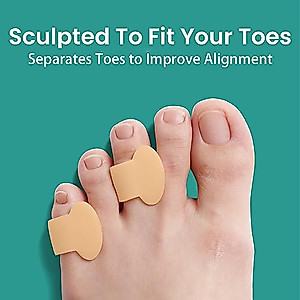 Welnove Gel Toe Separator - 8 Pack Pinky Toe Spacers - Little Toe Cushions, Small Toe Sleeves for Preventing Rubbing & Reducing Pressure (Beige)