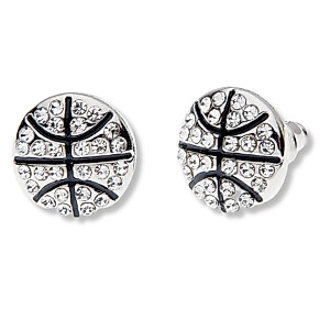 Basketball Earrings, Basketball Jewelry, Silver Basketball Stud Earrings- Basketball Gifts For Women Basketball Player, Basketball Mom, Basketball Lover, Fans