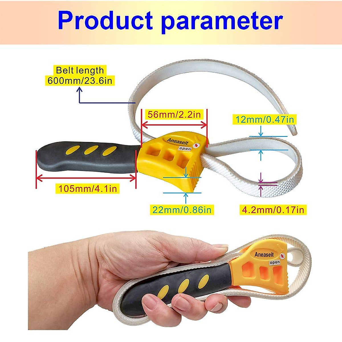 Arthritis Weak Hand Jar Opener, Easily opens 3/8" extra small and 6" extra large bottle caps, Adjustable Silicone Belt Wrench. Kitchen Spice Lids, Universal Tools for Replacing Water Filter Cartridges