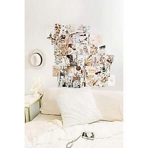 Neutral Wall Collage Kit Aesthetic Pictures, Aesthetic Room Decor, Bedroom Decor for Teen Girls, Wall Collage Kit, VSCO Room Decor, Photo Wall, Aesthetic Posters, Collage Kit (50 Set 4x6 inch)