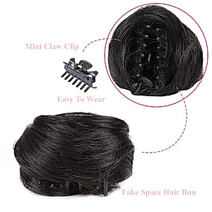 2Pcs Mini Claw Fake Space Hair Bun Clip in Messy Bun Synthetic Hair Chignon Donut Hair Bun Extensions Wig Accessory Ponytail Updo Hair Pieces for Women Girls and Kids (#8)