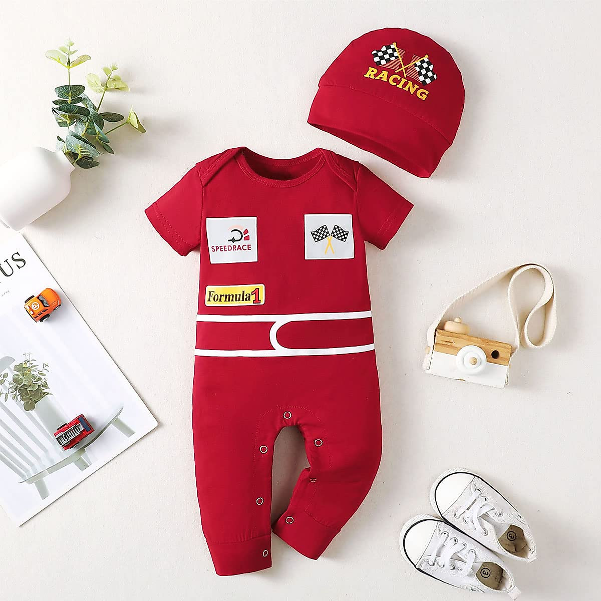 Ladies I Have Arrived Baby Boy Costume Outfit Newborn Race Car Driver Costume Outfit Race Car Driver Clothes Romper(Car Driver,3-6 Months)