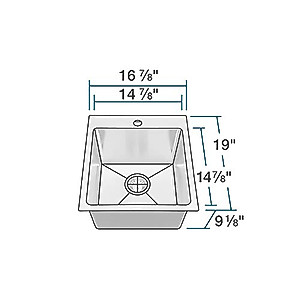 MR Direct T1717 Topmount Single Bowl 3/4-Inch Radius Kitchen Sink