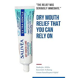 SALIVEA Dry Mouth Toothpaste - Soothing Mint Toothpaste with Natural Salivary Enzymes - Gentle Toothpaste to Aid Dry Mouth Care - Natural, Paraben Free Dry Mouth Toothpaste - Mint Flavor (2 Pack)