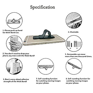 AOLEY Finger Holder for Phones, Cell Phone Grip | Phone Handle | Finger Strap with Stand for iPhone Android Smartphone Small Tablet (PU-Black)