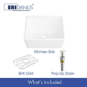 Eridanus 21 inches Kitchen Sink, Utility Farmhouse Sink, Prep and Bar Sink, Laundry Sink, 20-7/8" x 14-9/16" x 7-7/8"